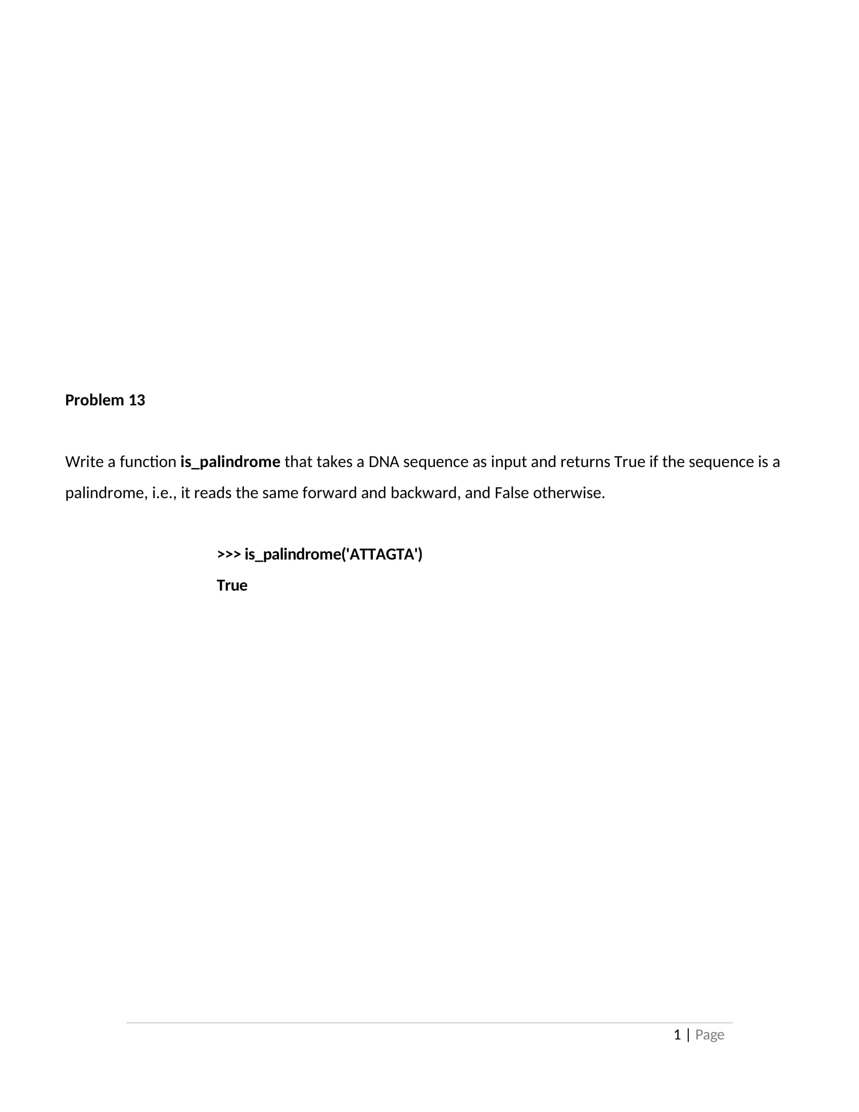 Solved Problem 13 write A Function Ispalindrome That Takes 2769