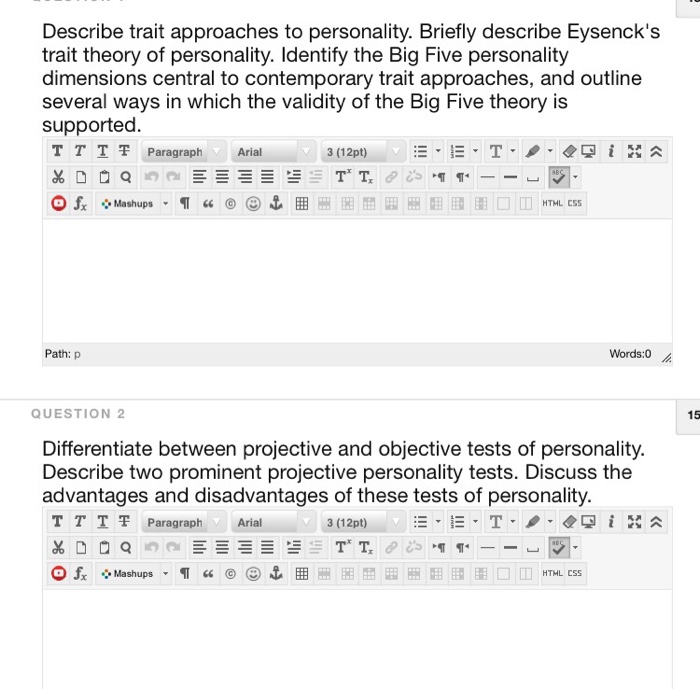 Solved Describe trait approaches to personality. Briefly | Chegg.com