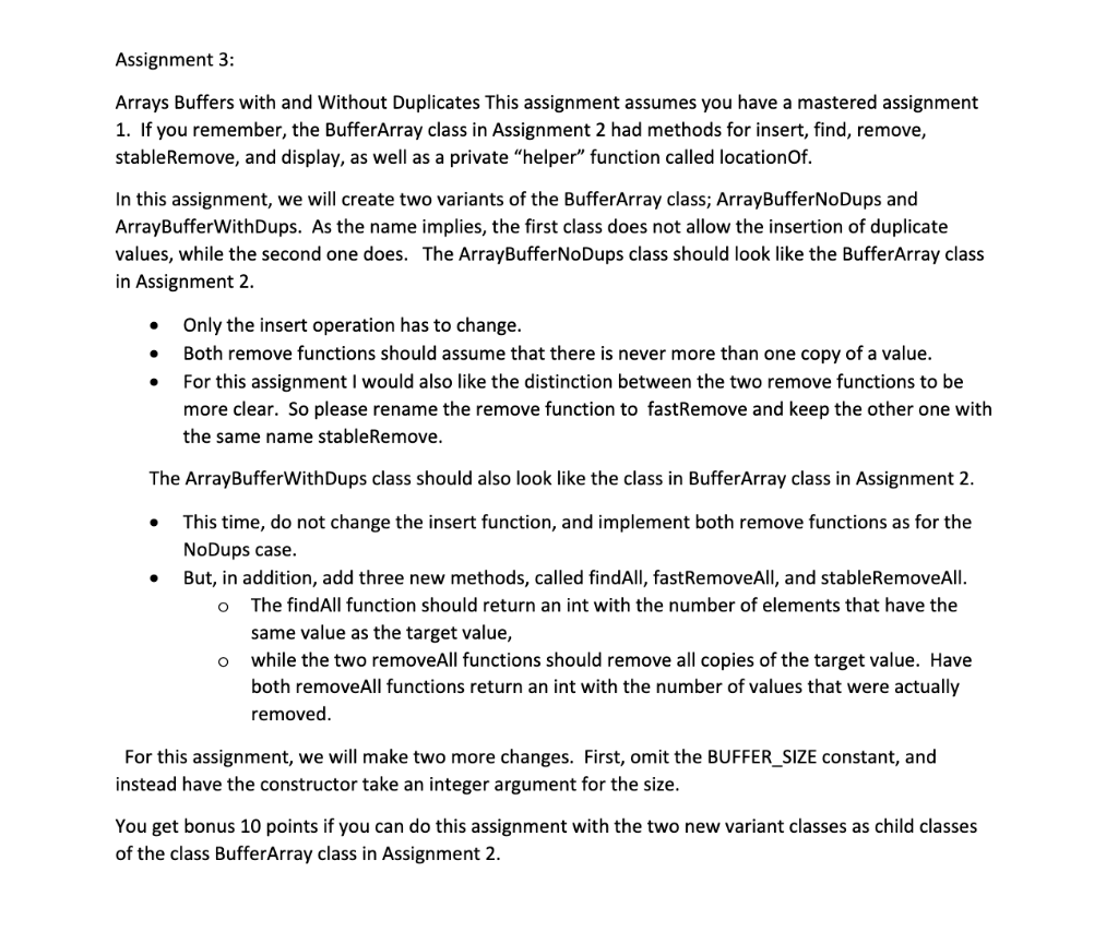 Solved Arrays Buffers with and Without Duplicates This | Chegg.com