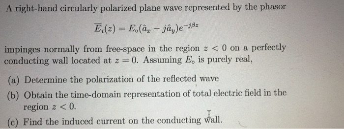 Solved A right-hand circularly polarized plane wave | Chegg.com