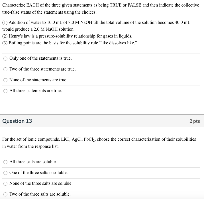 Solved Characterize EACH of the three given statements as | Chegg.com