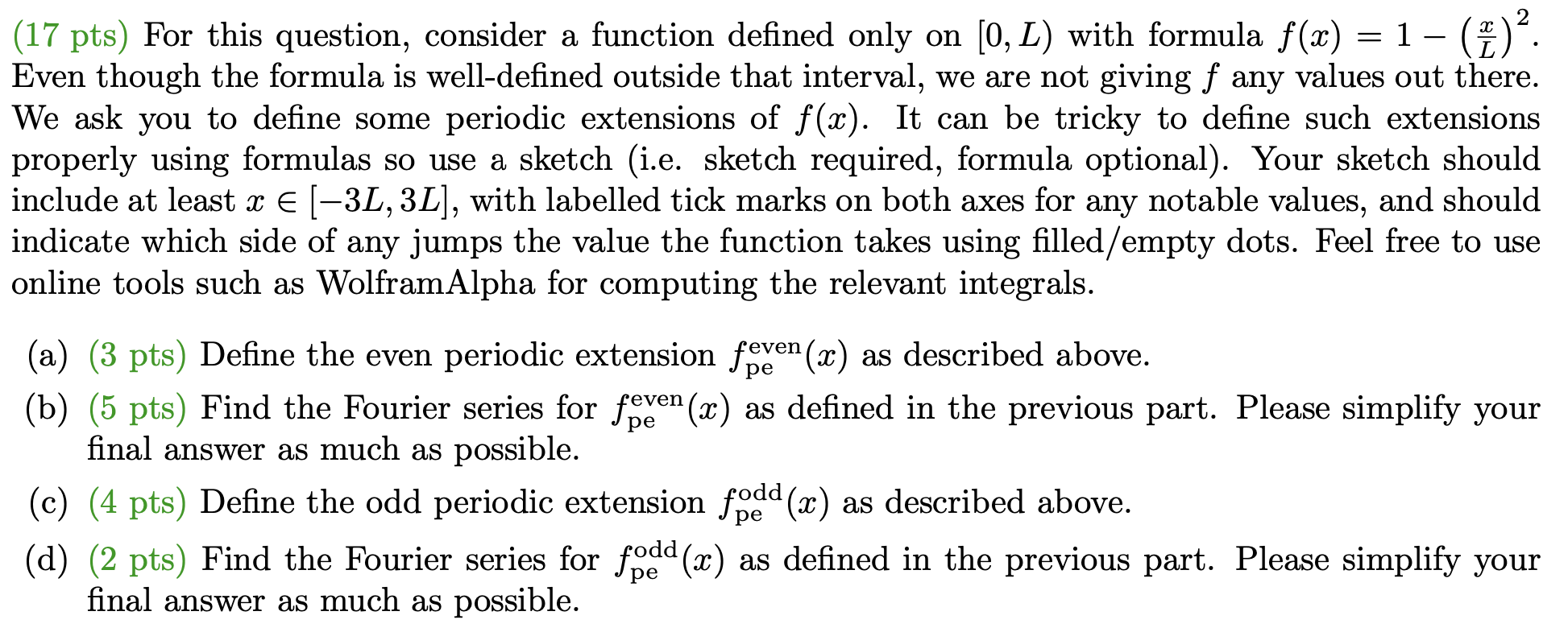Solved (17 pts) For this question, consider a function | Chegg.com