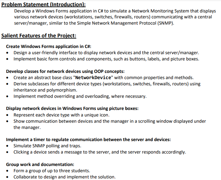 Problem Statement (Introduction): Develop a Windows | Chegg.com