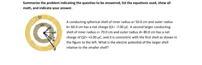 Solved A conducting spherical shell of inner radius a = | Chegg.com