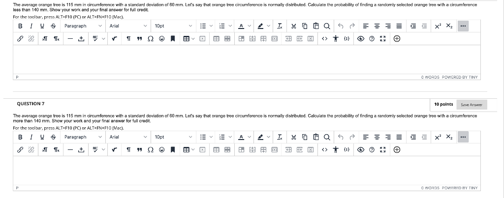 Solved The average orange tree is 115 mm in circunference | Chegg.com