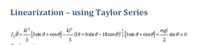 Solved Linearization-using Taylor Series I_0 theta^Dot + | Chegg.com