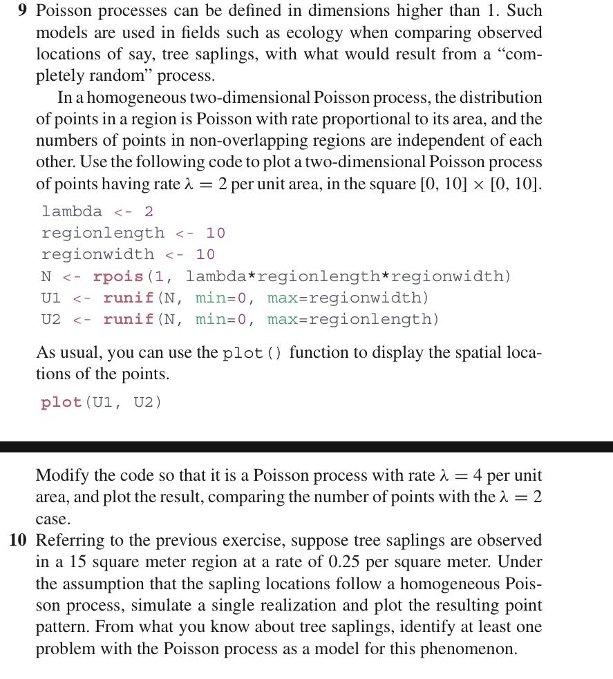 9 Poisson processes can be defined in dimensions | Chegg.com