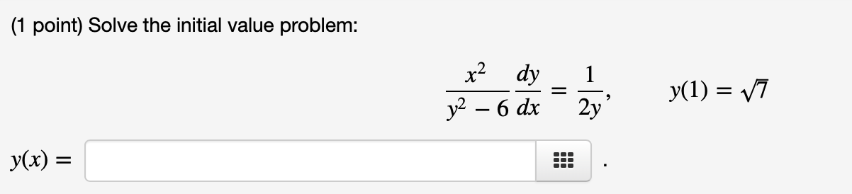Solved (1 point) Solve the initial value problem du = eufo | Chegg.com
