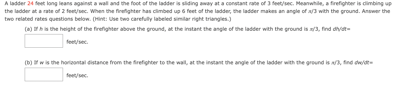 Solved A ladder 24 feet long leans against a wall and the | Chegg.com