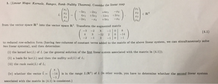 Solved 1. (Linear Maps: Kernels, Ranges, Rank-Nulity | Chegg.com