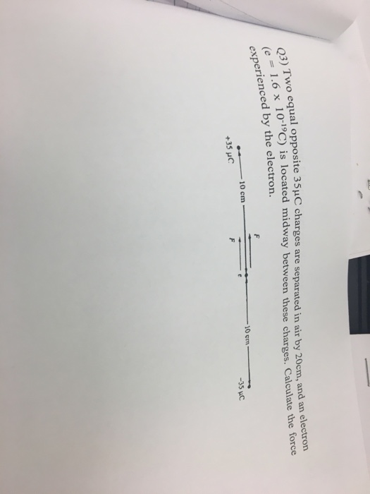 Solved Two equal opposite 35mu C charges are separated in | Chegg.com