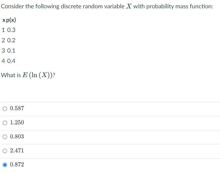 Solved Consider the following discrete random variable X | Chegg.com