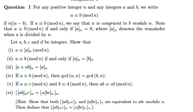 Solved Question 1 For any positive integer n and any | Chegg.com
