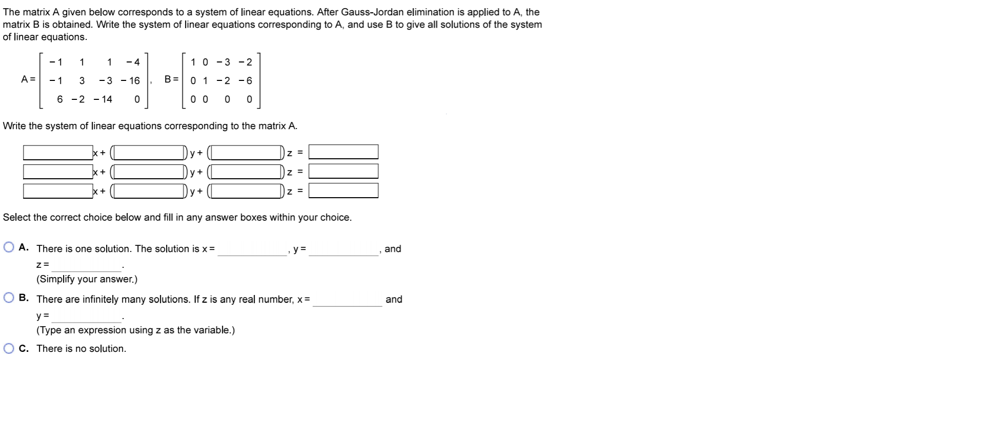 Solved The matrix A given below corresponds to a system of | Chegg.com