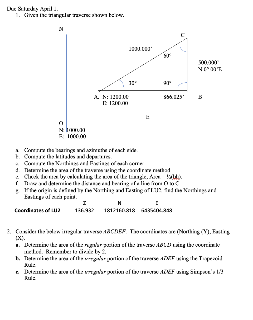 Solved Due Saturday April 1. 1. Given the triangular | Chegg.com