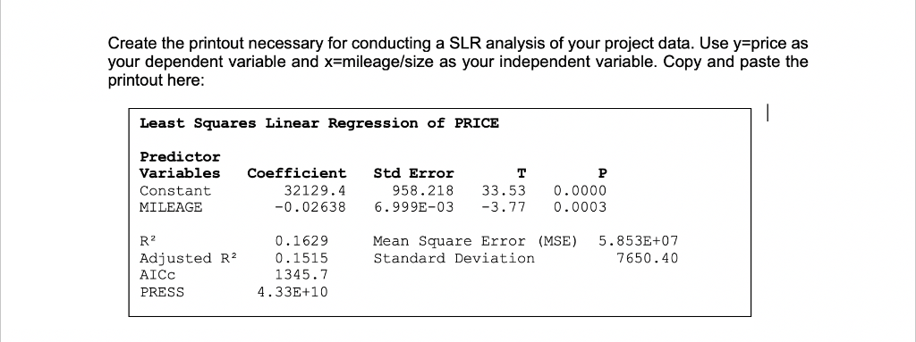 Solved Create the printout necessary for conducting a SLR | Chegg.com
