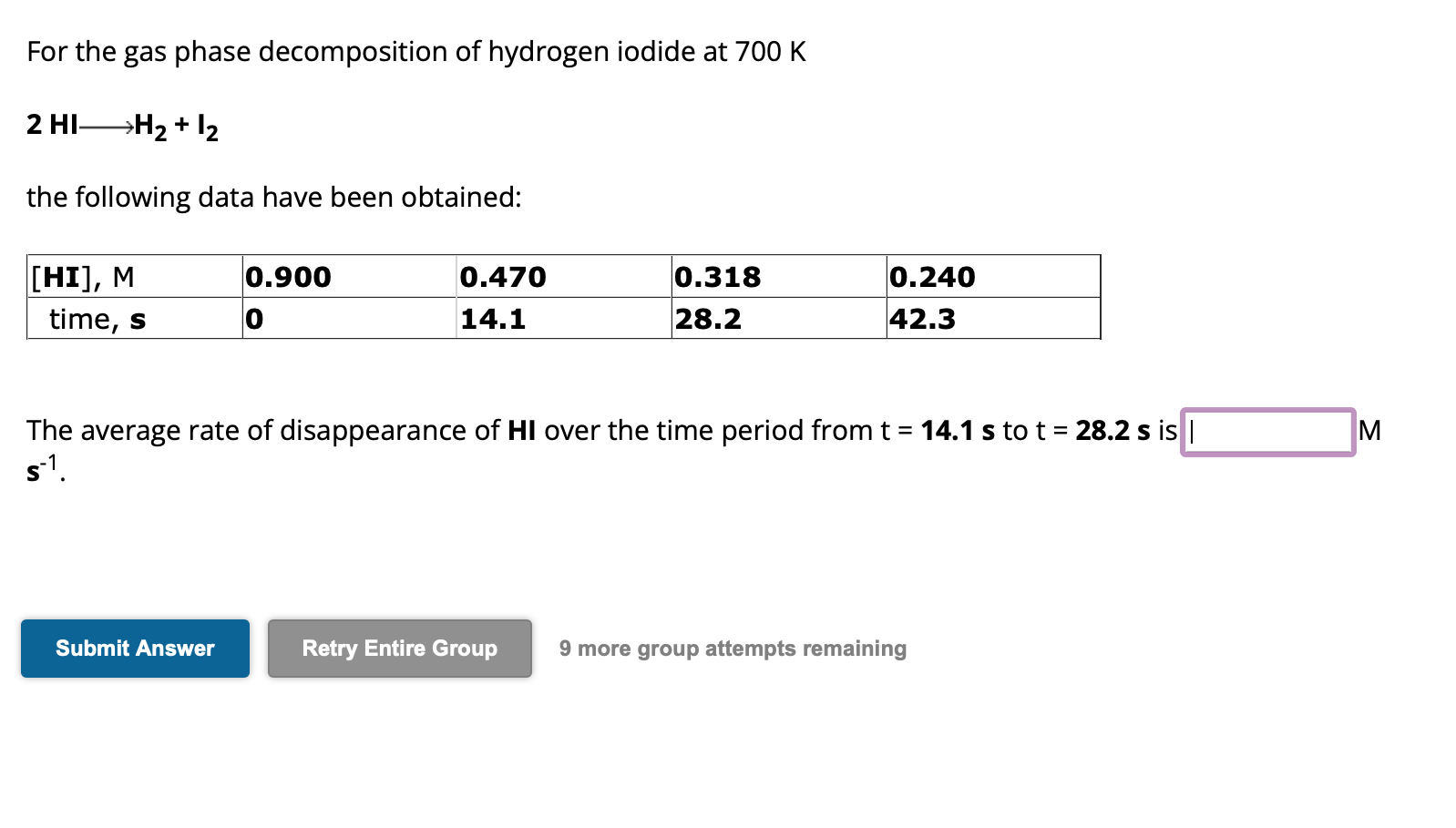 Solved For the gas phase decomposition of hydrogen iodide at | Chegg.com