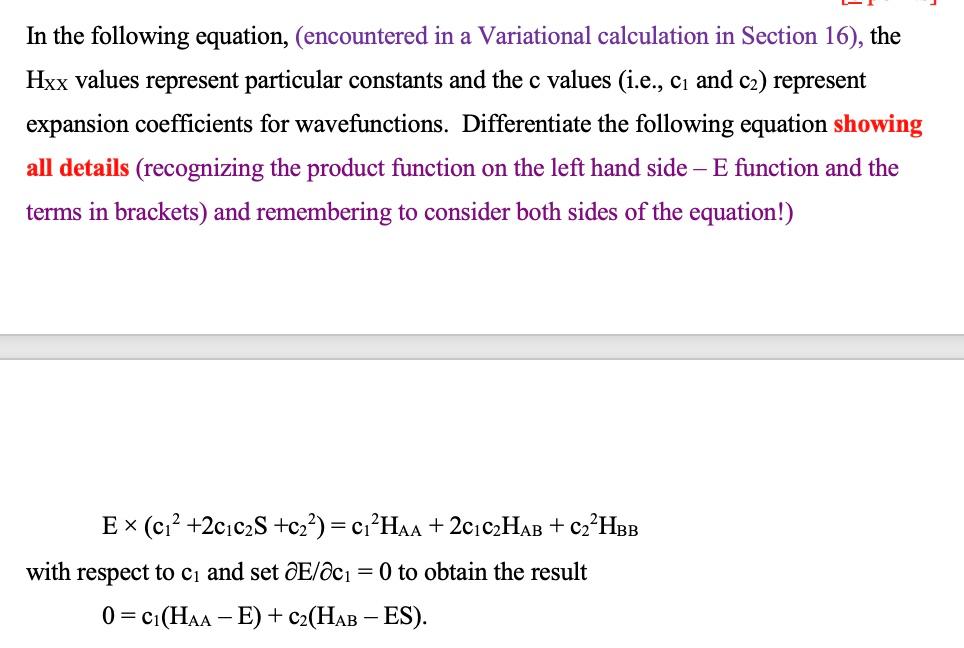 Solved In the following equation, (encountered in a | Chegg.com
