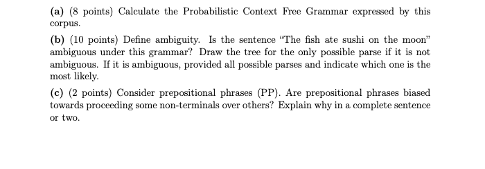 3. (20 points) Probabilistic Context Free Grammars. | Chegg.com