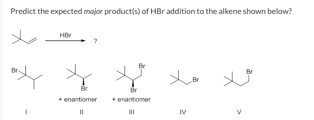 Solved Predict the expected major product(s) of HBr addition | Chegg.com