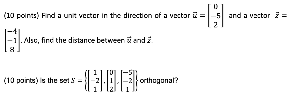 Solved 101 (10 points) Find a unit vector in the direction | Chegg.com