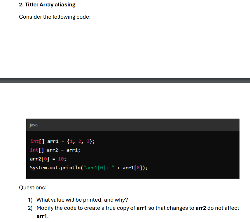 Solved Title: Array aliasingConsider the following | Chegg.com Solved Title: Array aliasingConsider the following | Chegg.com