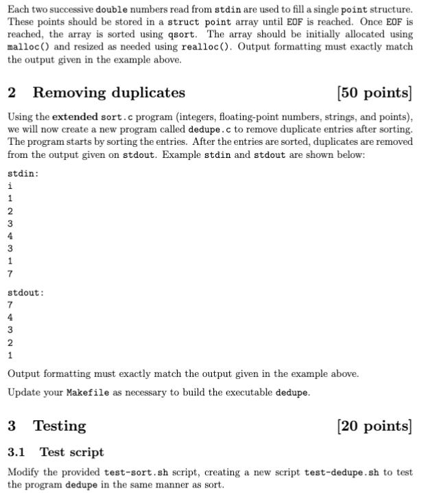 Solved Using the starter code for the sort.c program, you | Chegg.com