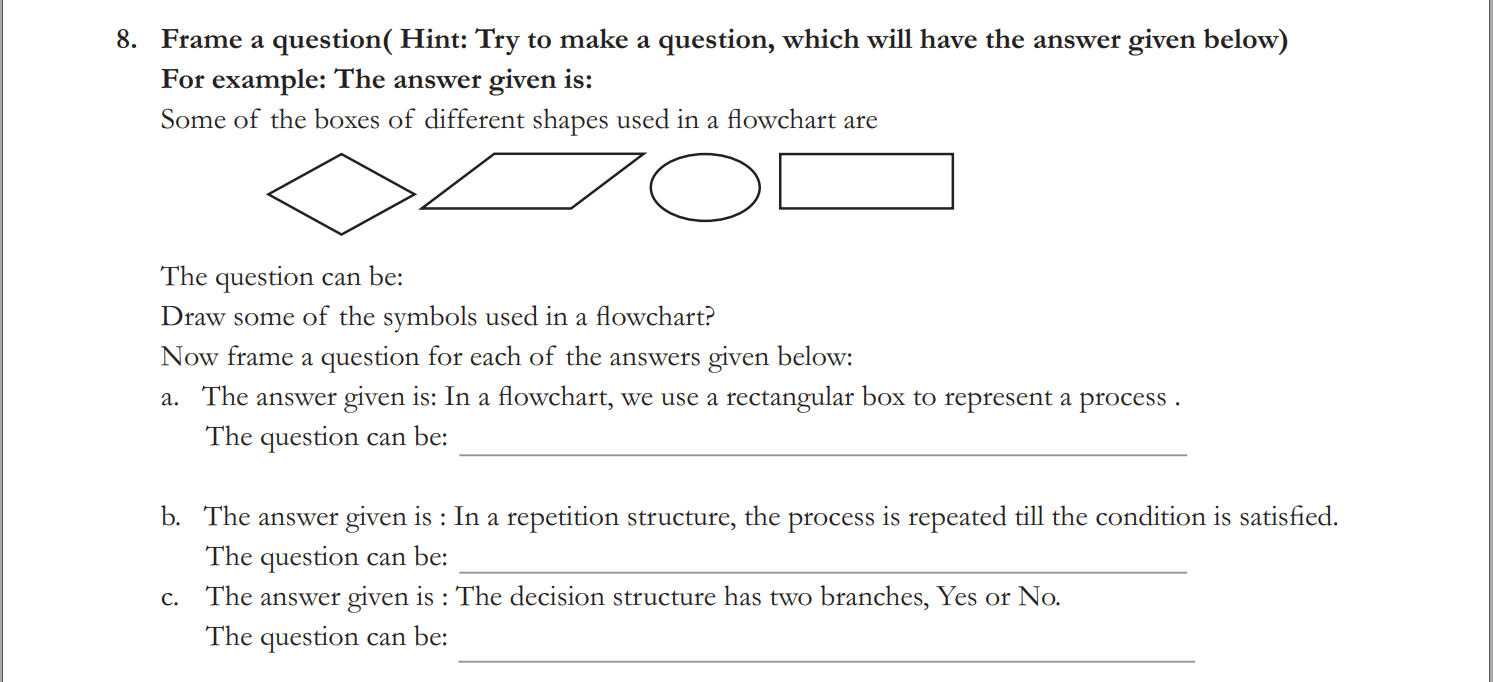 Solved 8. Frame a question( Hint: Try to make a question, | Chegg.com