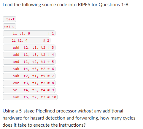 Load the following source code into RIPES for | Chegg.com