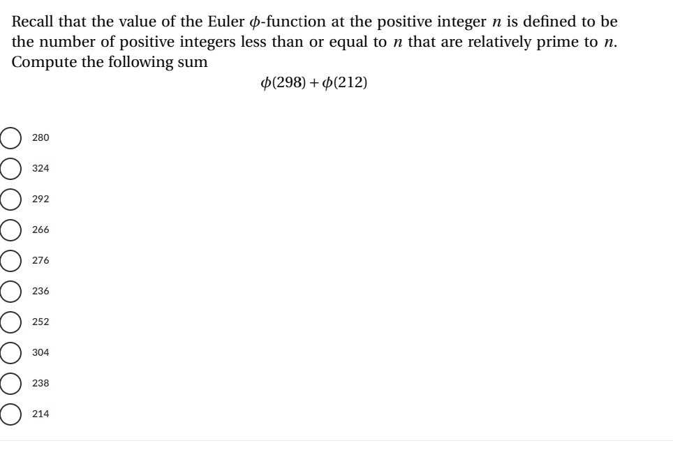 Solved Recall that the value of the Euler ϕ-function at the | Chegg.com