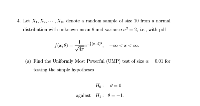 Solved 4. Let X1, X2,..., X10 denote a random sample of size | Chegg.com
