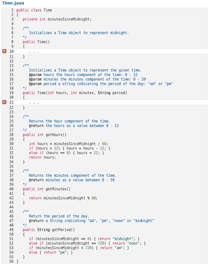 Solved Complete the Time class that represents a point in | Chegg.com