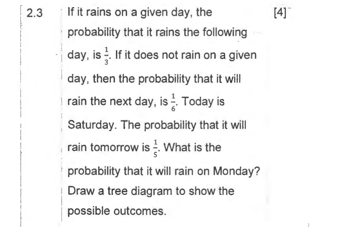 Solved 2.3 If it rains on a given day, the probability that | Chegg.com