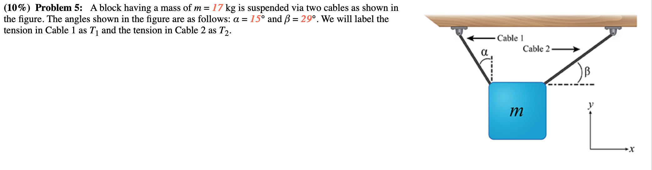 Solved (10%) Problem 5: A block having a mass of m= 17 kg is | Chegg.com