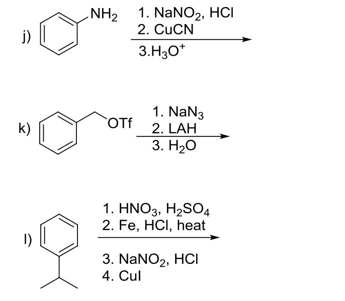 Solved NH2 1. NaNO2, HCI 2. Cuck 3.H30+ 1. NaN2 ^oTf 2. LAH | Chegg.com