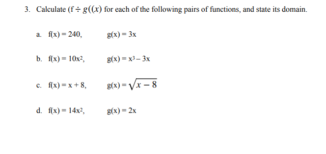 Solved 3 Calculate F÷g X For Each Of The Following