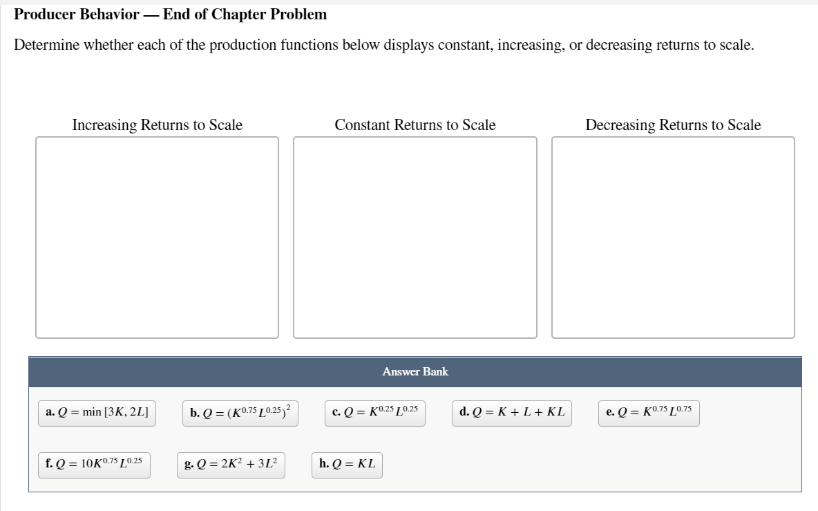 Solved Producer Behavior — End of Chapter Problem Determine | Chegg.com