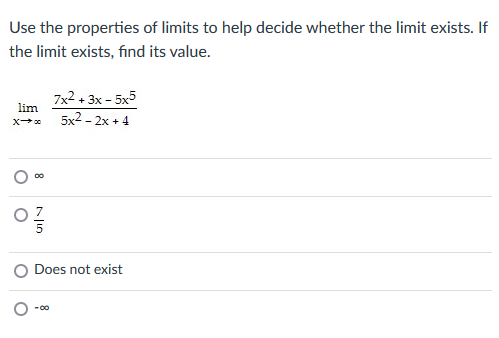 Solved Use the properties of limits to help decide whether | Chegg.com
