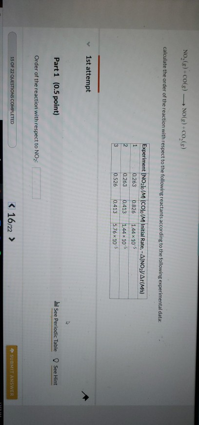 Solved: Calculate The Order Of The Reaction With Respect T... | Chegg.com
