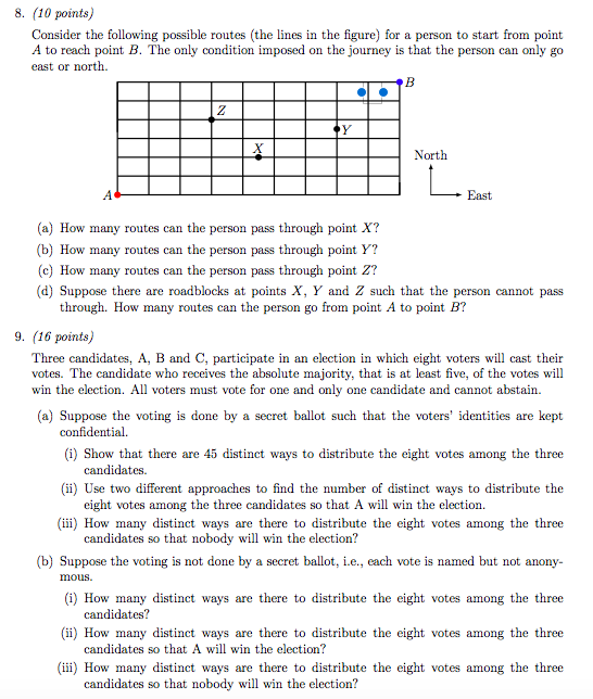 8. (10 points) Consider the following possible routes | Chegg.com