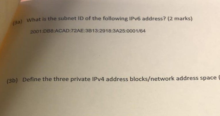 Solved What is the subnet ID of the following IPv6 address? | Chegg.com