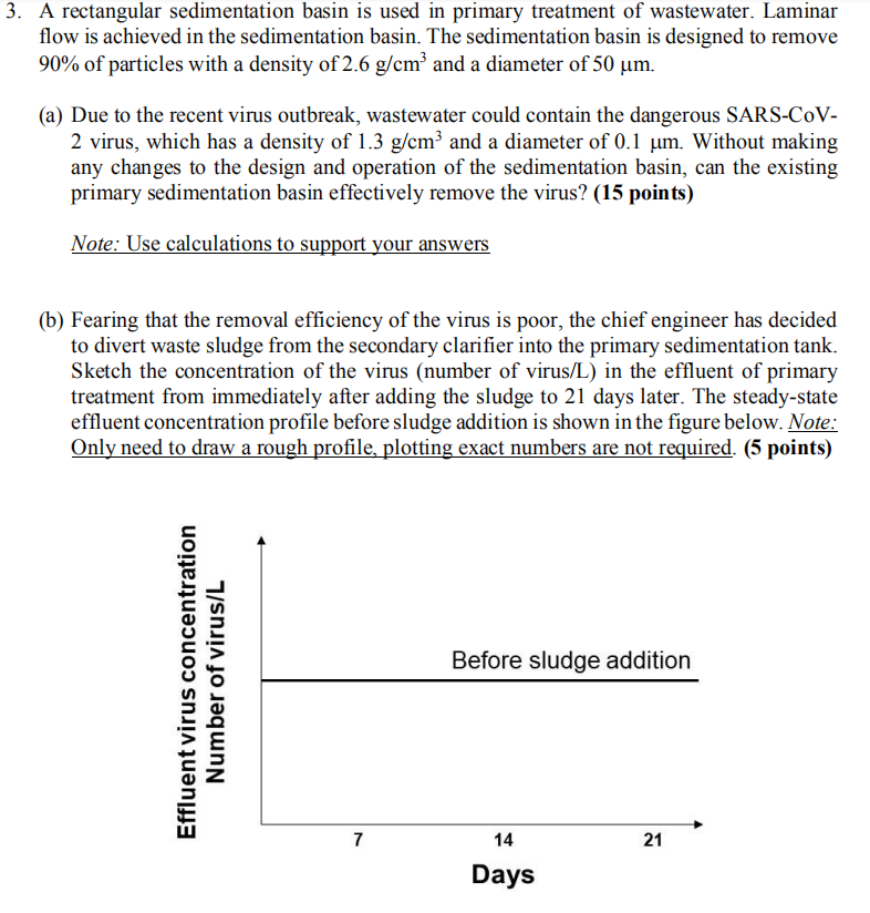 3. A rectangular sedimentation basin is used in | Chegg.com