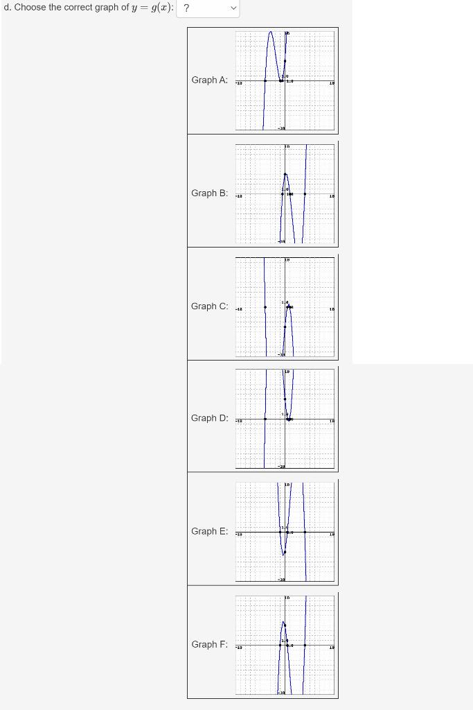 Solved d. Choose the correct graph of y=9(2): ? Graph A: | Chegg.com