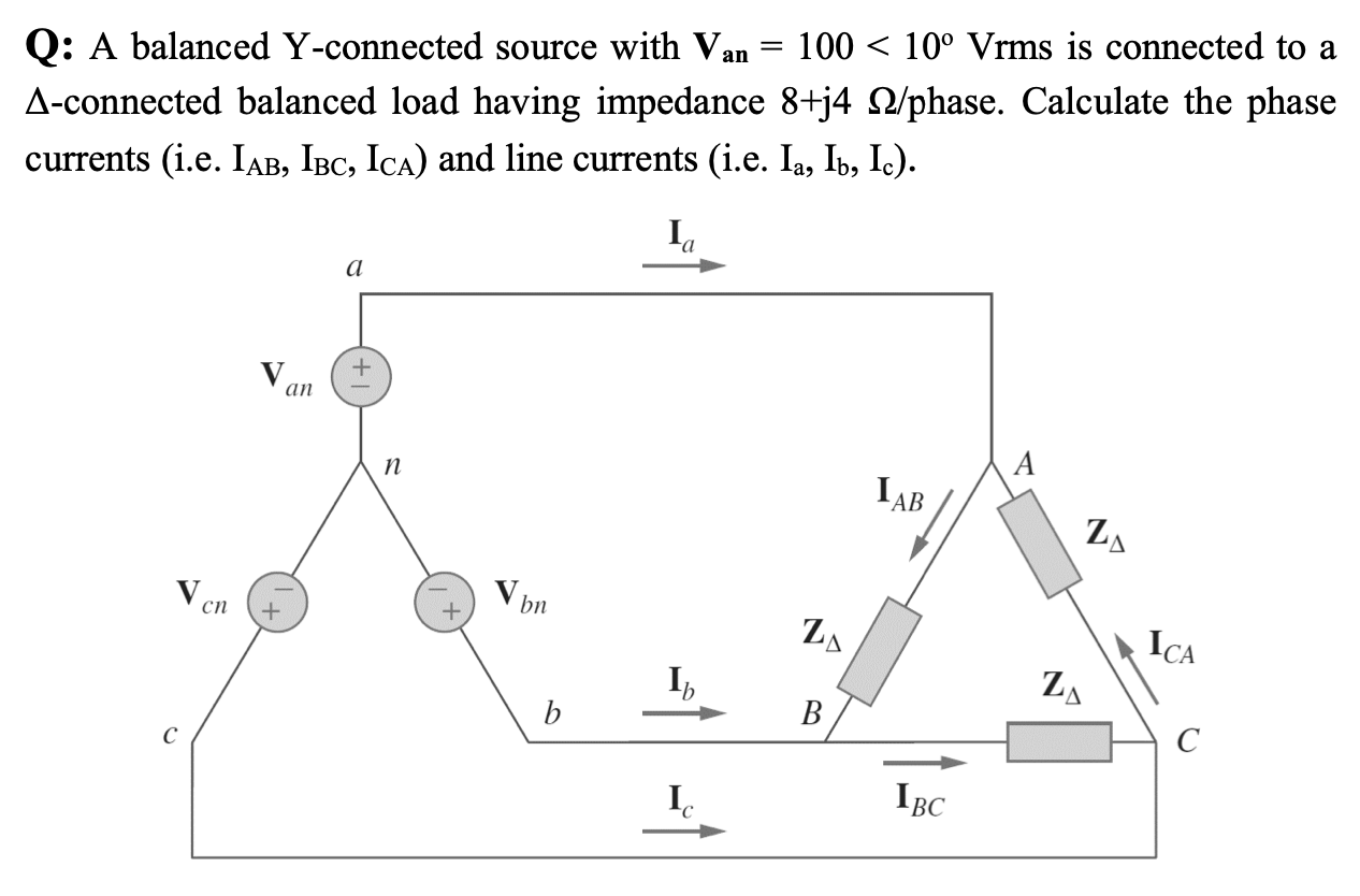 Solved Q: A balanced Y-connected source with Van 100
