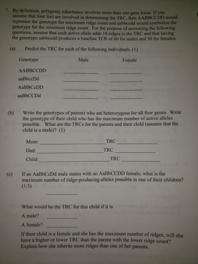 Solved 7. By definition, polygenic inheritance involves more | Chegg.com