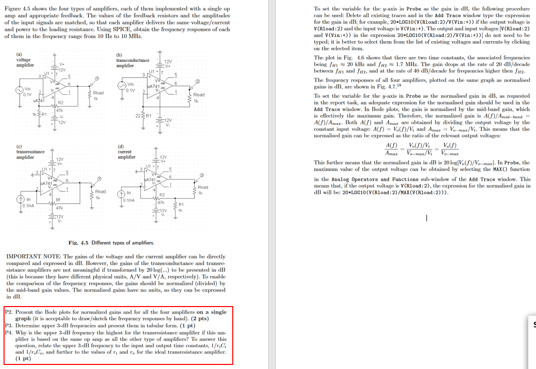 Figure 4.5 shows the four types of amplifiers, each | Chegg.com
