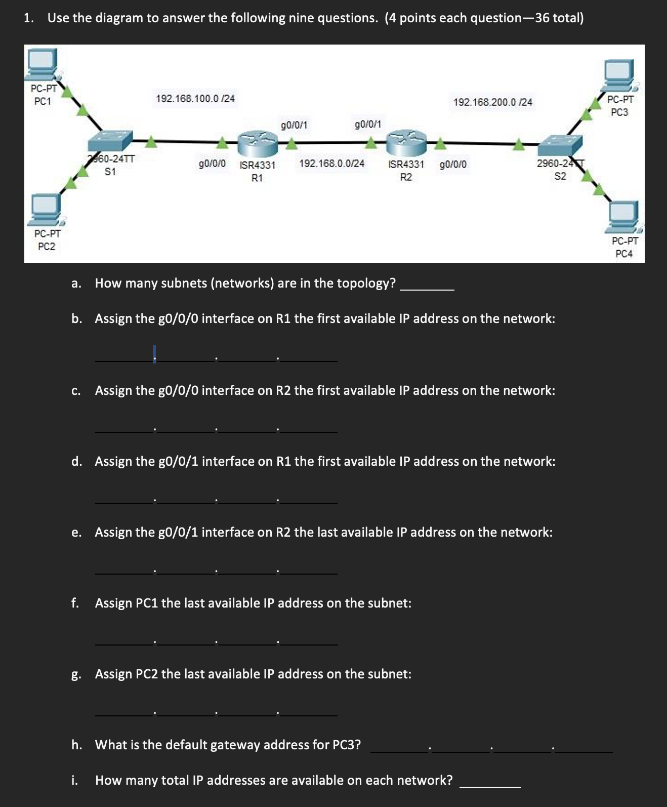 Solved a. ﻿How many subnets (networks) ﻿are in the | Chegg.com