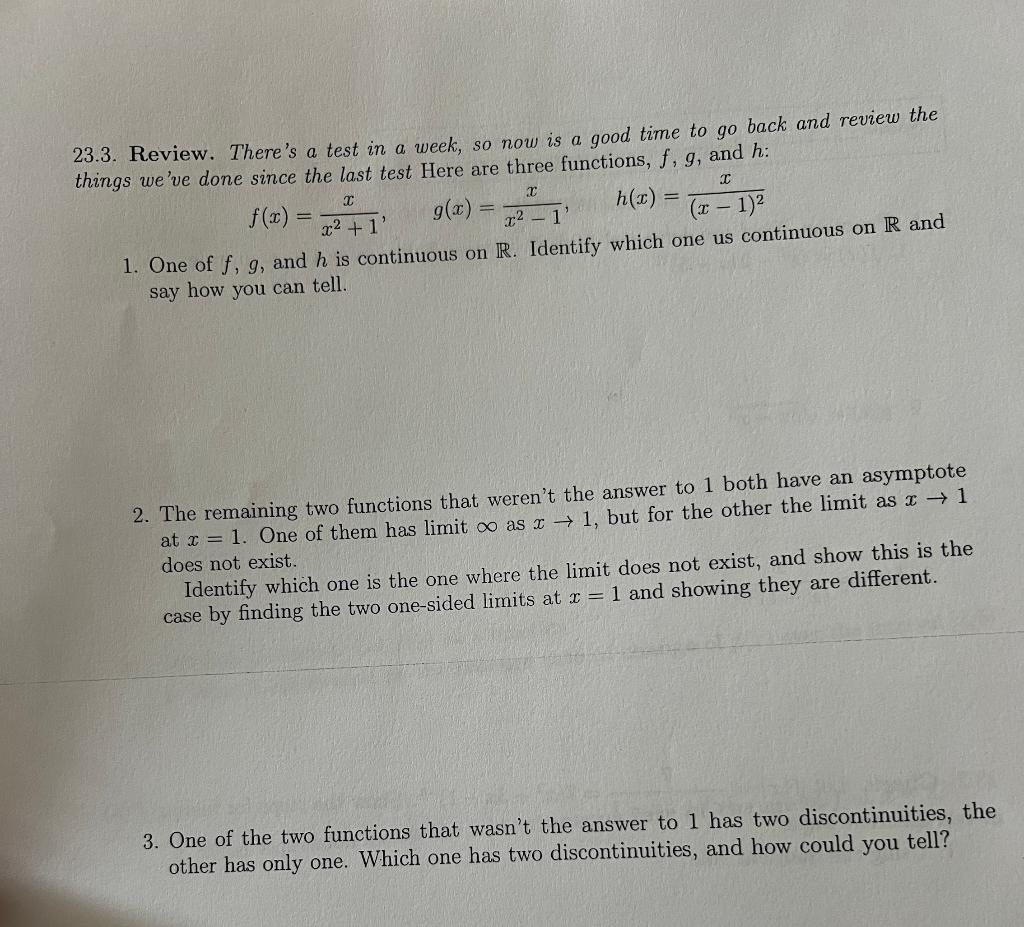 Solved 23.3. Review. There's a test in a week, so now is a | Chegg.com