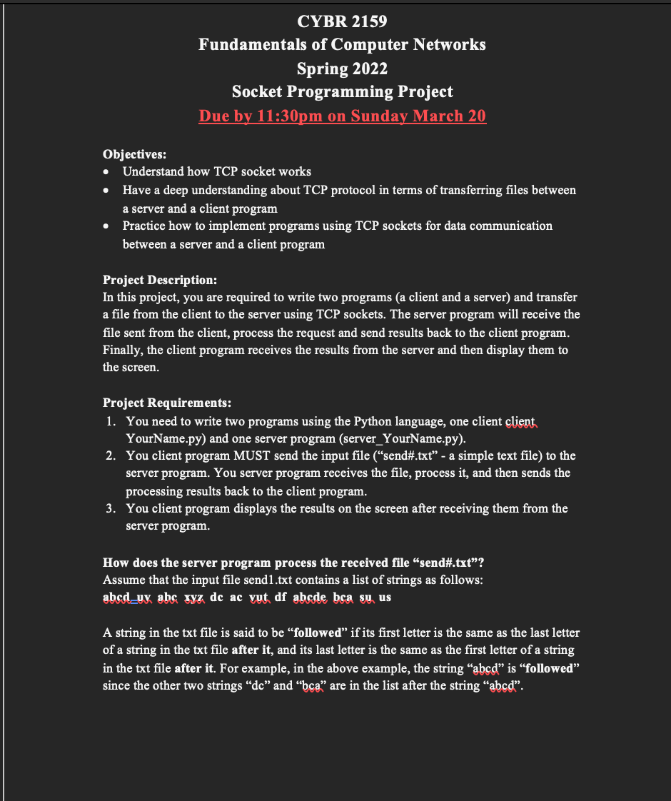 Solved CYBR 2159 Fundamentals of Computer Networks Spring | Chegg.com