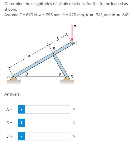 Solved Determine the magnitudes of all pin reactions for the | Chegg.com